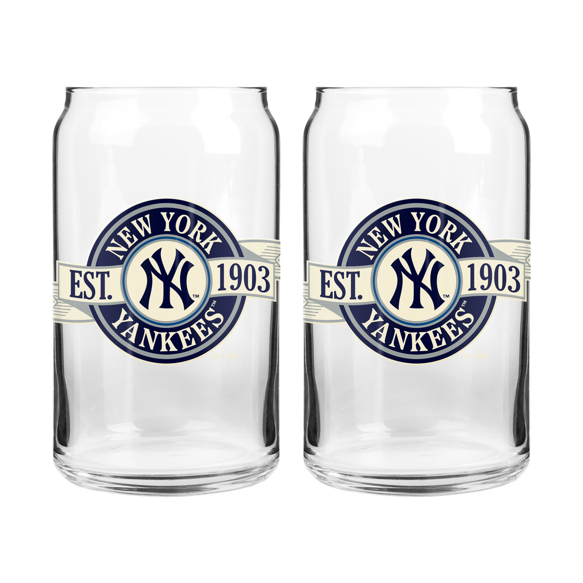 MLB New York Yankees 16 oz Can Glass Banner Design — Inglasco
